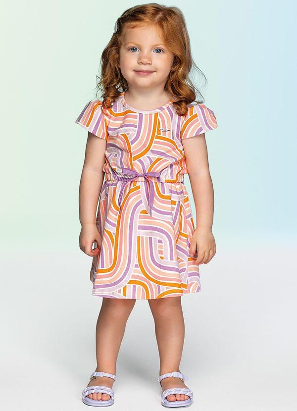 Vestido Infantil Menina Estampado Geométrico Color - Elian