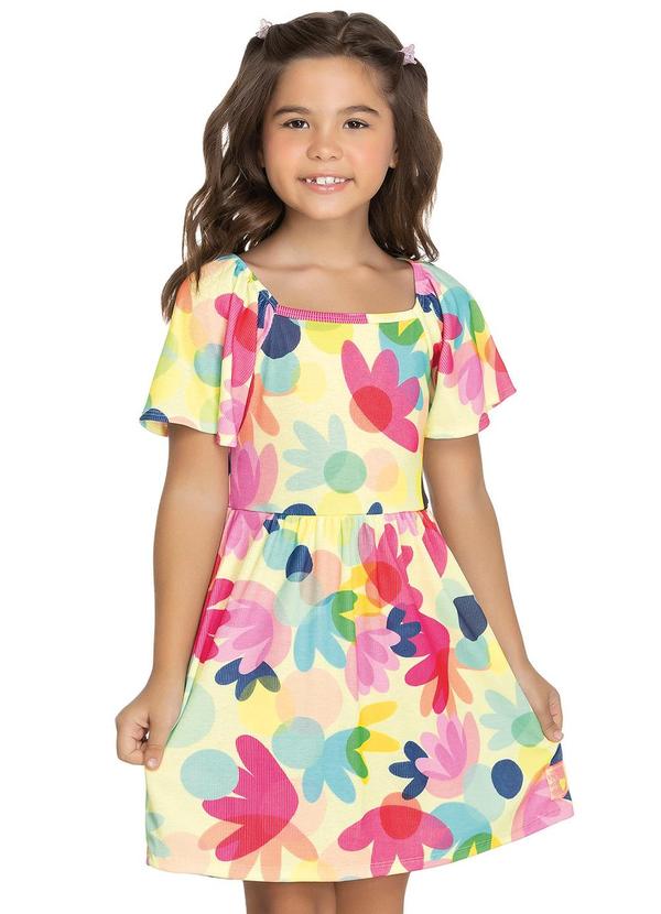 Vestido Infantil Menina Mangas Amplas Amarelo - Elian