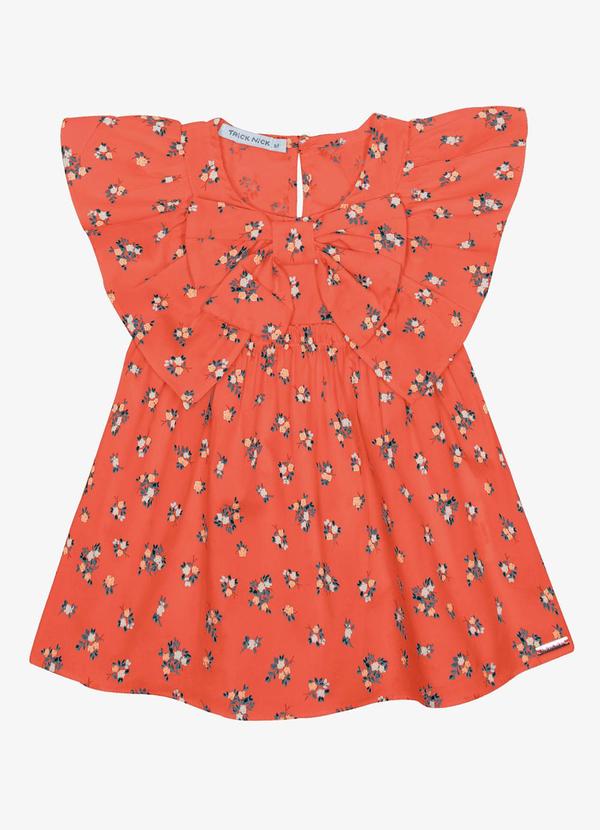Vestido Infantil Popeline com Laço Laranja - Trick Nick