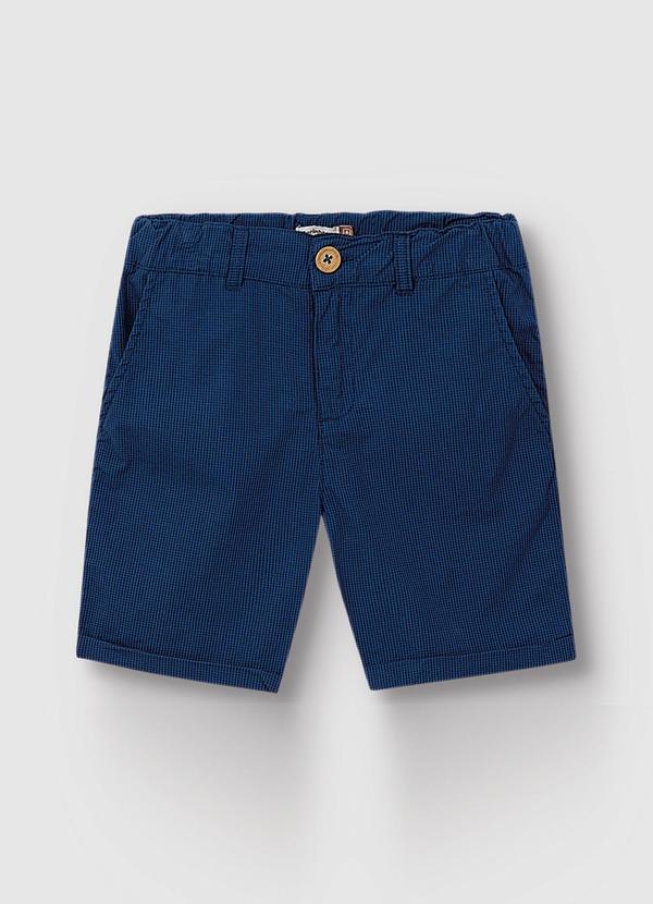 Bermuda Comfort em Tricoline Geométrico Azul Mari - Carinhoso