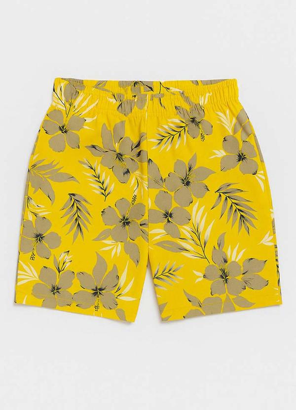 Bermuda Creative Letter Folhas Hibisco Amarelo - Marlan