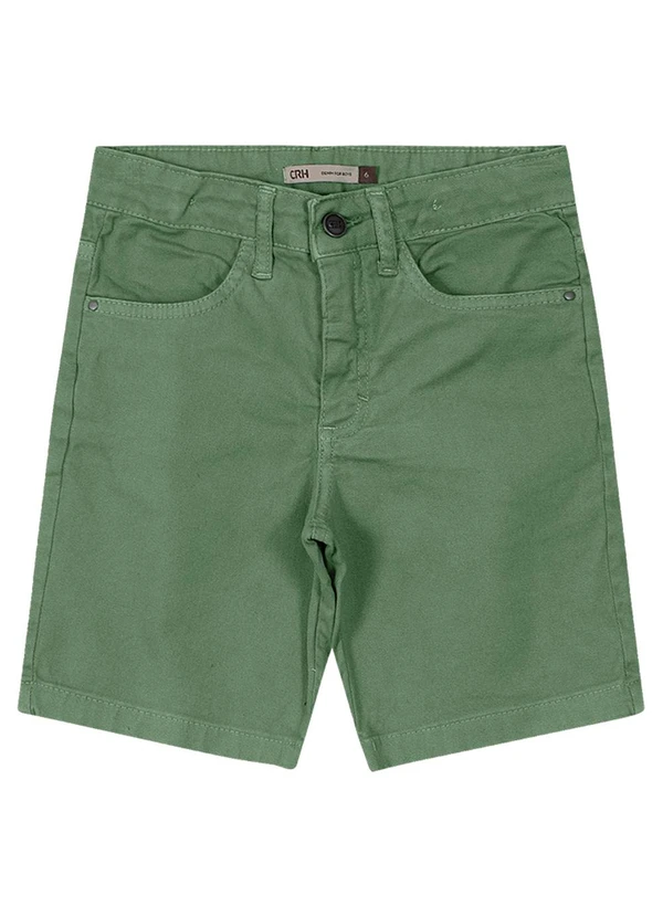 Bermuda Verde Militar Comfort em Sarja Menino - Carinhoso