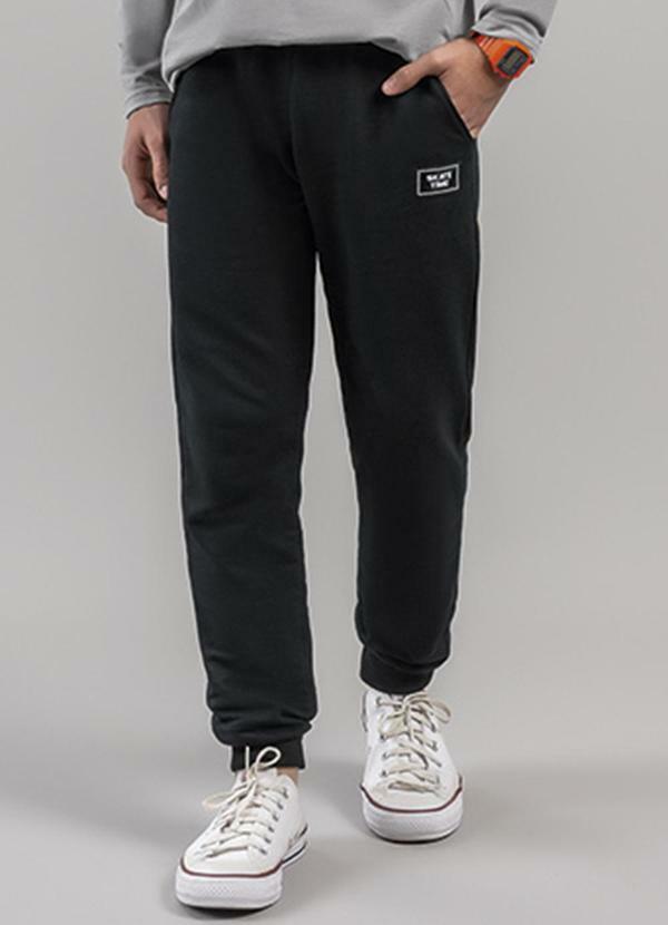 Calça Jogger Teen Menino em Moletinho Preto - Brandili