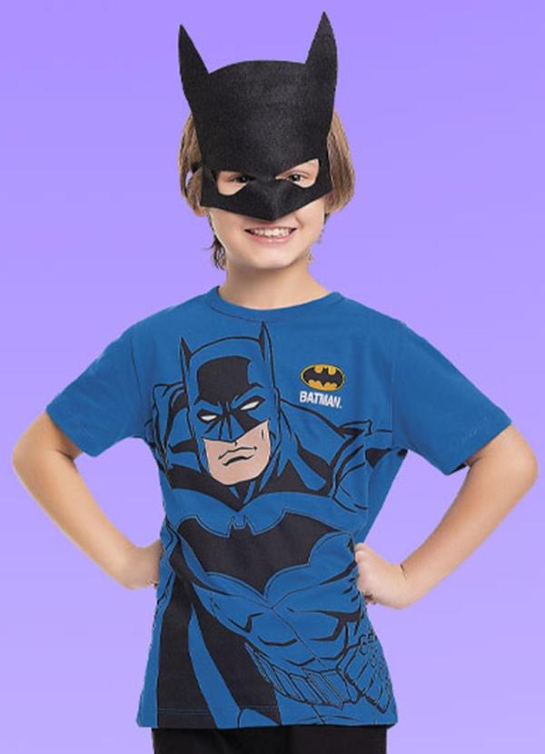 Camiseta C/Mascara Batman Azul - Fakini Kids