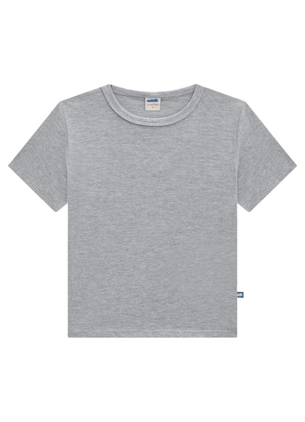 Camiseta Infantil em Meia Malha Penteada Cinza - Marlan