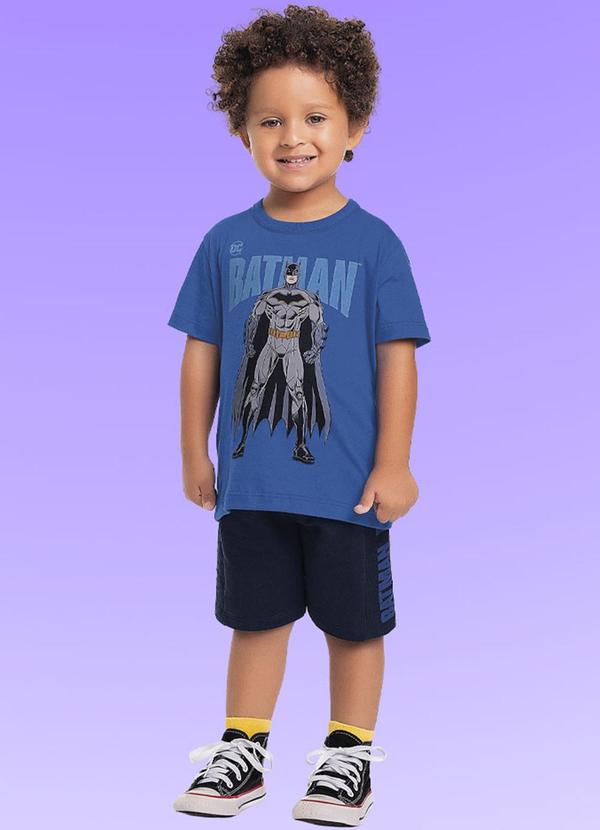 Conjunto Camiseta/Bermuda Batman Azul - Fakini Kids