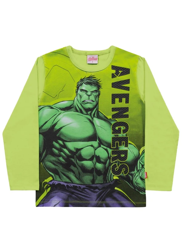 Camiseta Manga Longa Avengers Disney Verde - Fakini Kids