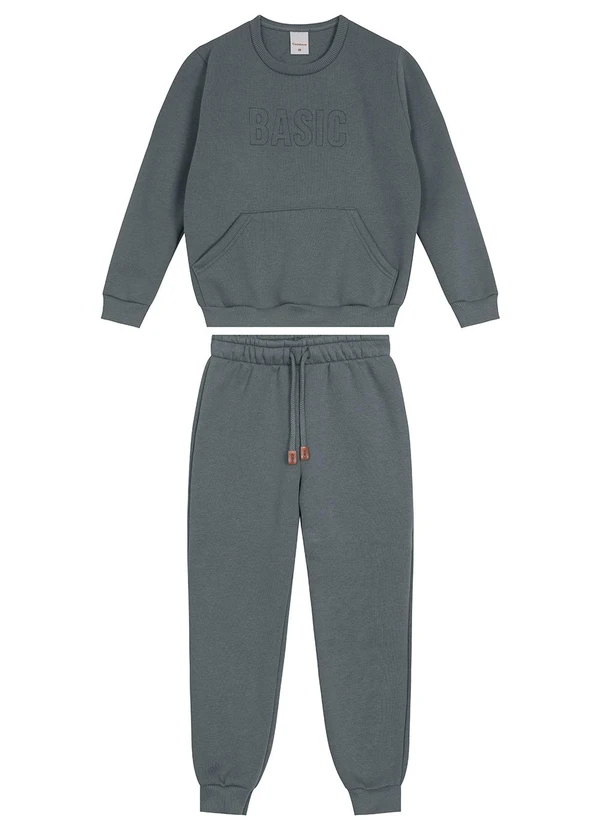 Conjunto Basic em Moletom Soft Menino Cinza - Carinhoso