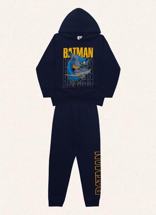 Conjunto Blusão C/Capuz e Calça Batman Azul - Fakini Kids