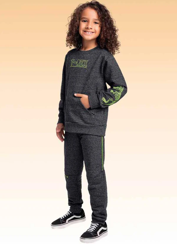 Conjunto Blusão e Calça Preto - Fakini Kids