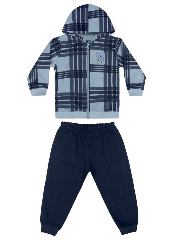 Conjunto Jaqueta Xadrez e Calça Bebê Azul - Bee Loop