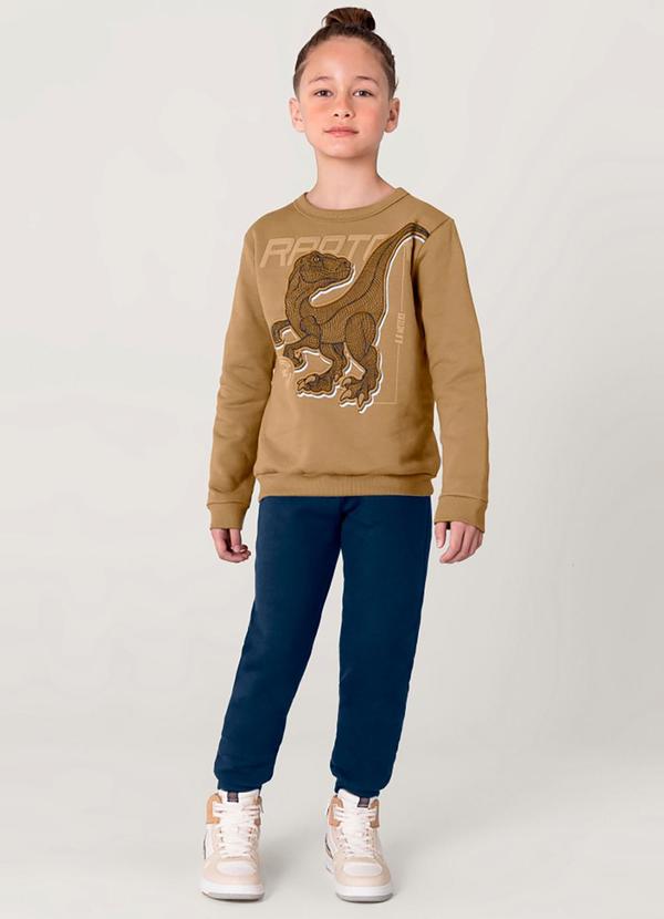 Conjunto Moletom Infantil Menino Marrom - Brandili