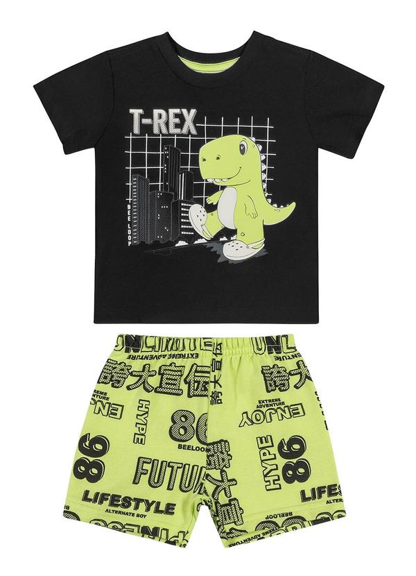 Conjunto Bermuda e Camiseta Bebê Preto - Bee Loop
