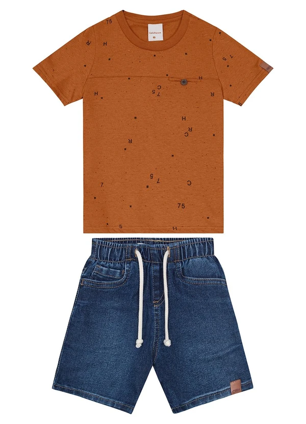 Conjunto Botonê Comfort Menino Marrom - Carinhoso