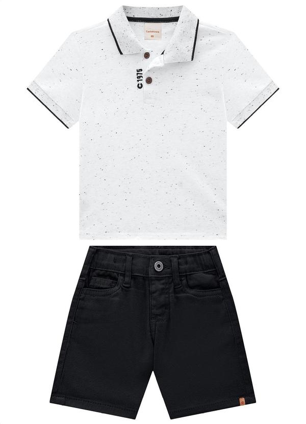 Conjunto Branco Polo Botonê com Sarja - Carinhoso