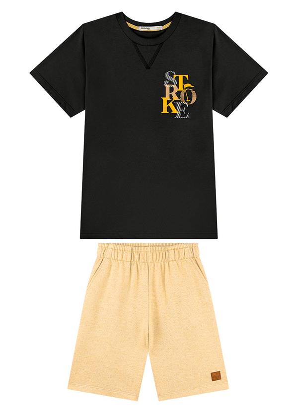 Conjunto Camiseta e Bermuda Linho Preto - Marlan