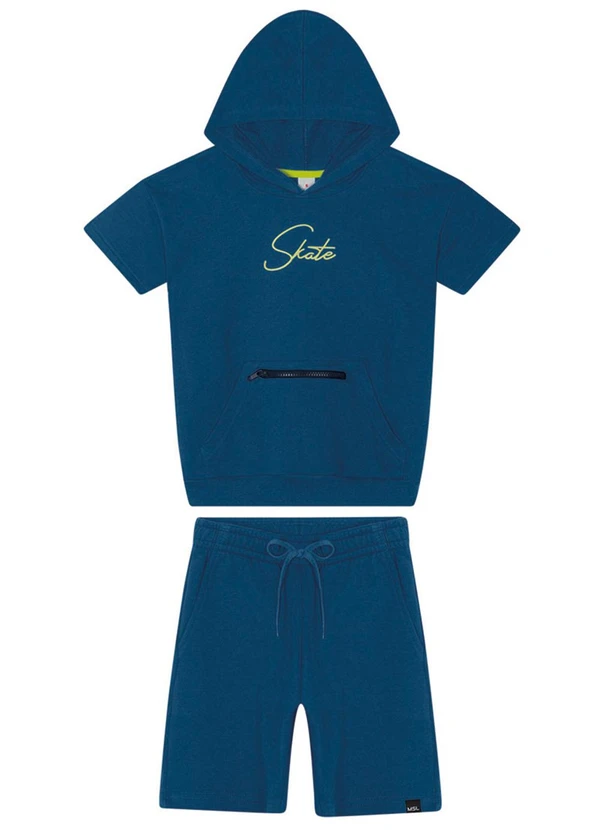Conjunto com Capuz Moletom Masculino Azul - Marisol