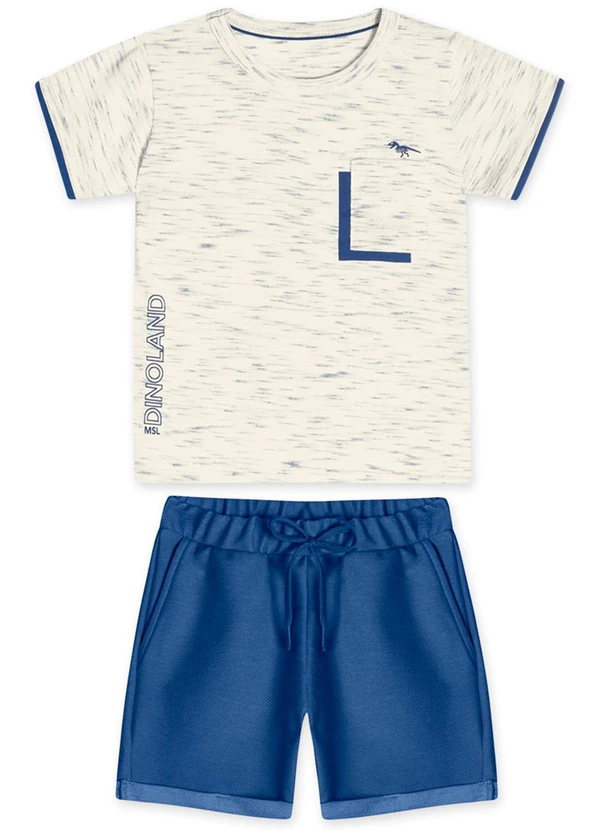 Conjunto Curto Dinossauro Masculino Bege - Marisol