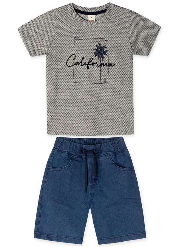 Conjunto Curto Jeans Masculino Bege - Marisol