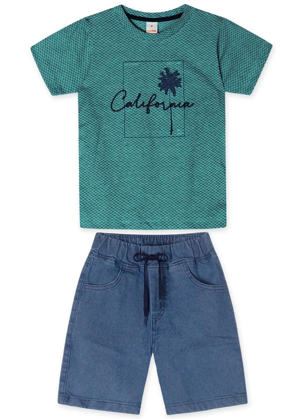 Conjunto Curto Jeans Masculino Verde - Marisol