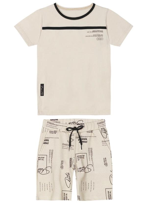 Conjunto Curto Moletom Infantil Bege - Marisol