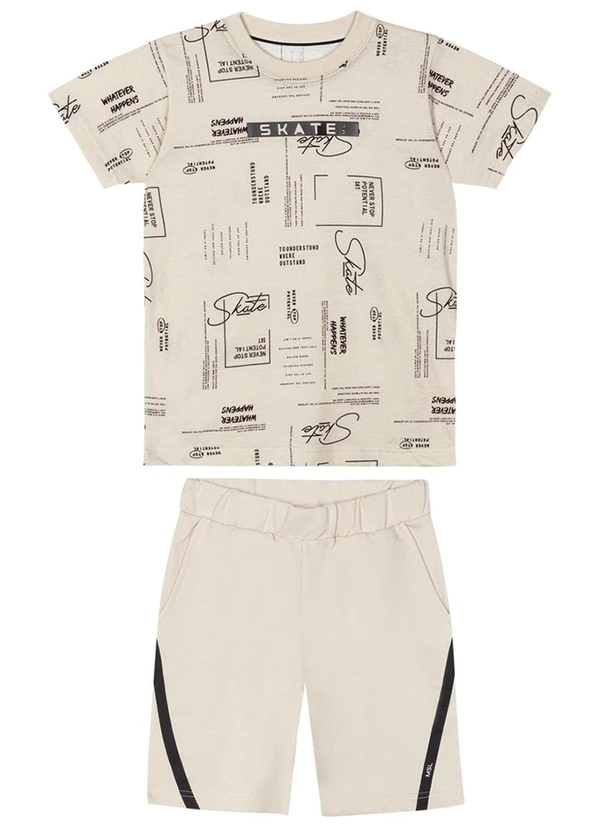 Conjunto Curto Moletom Masculino Bege - Marisol