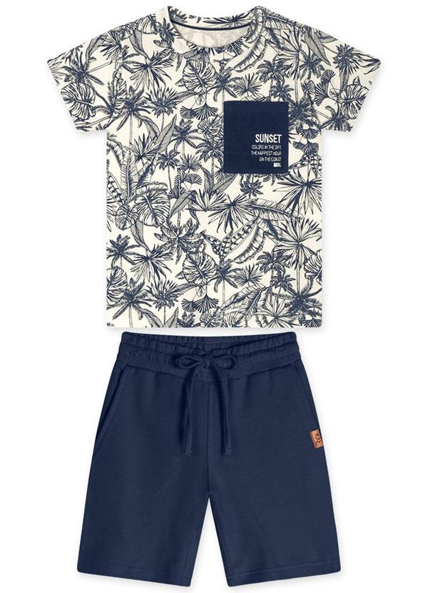 Conjunto Curto Moletom Masculino Bege - Marisol