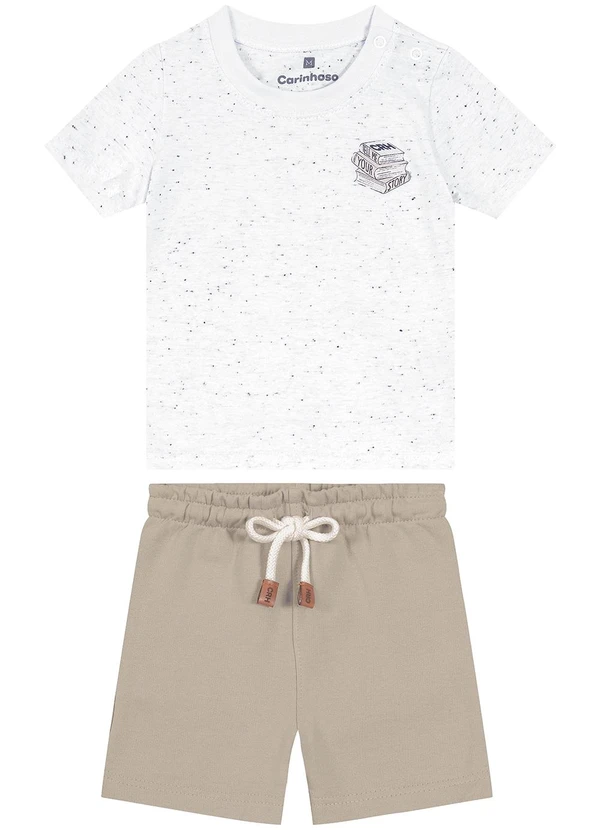 Conjunto em Botonê Menino Branco - Carinhoso