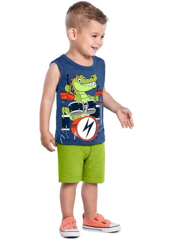 Conjunto Infantil Menino com Jacaré Azul - Kyly