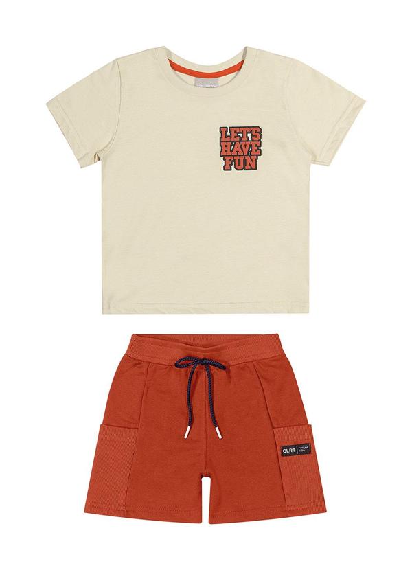 Conjunto Infantil Menino Estampado Let'S Have Fun Bege - Elian