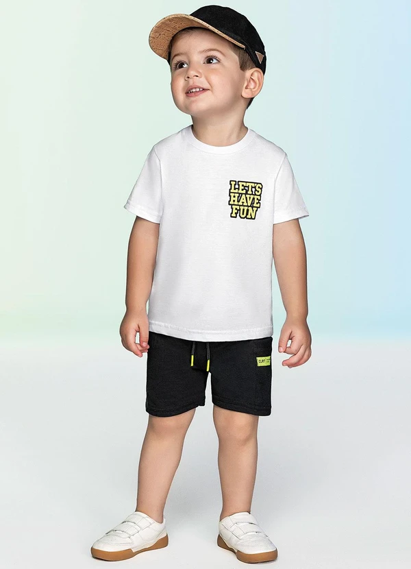 Conjunto Infantil Menino Estampado Let'S Have Fun Branco - Elian