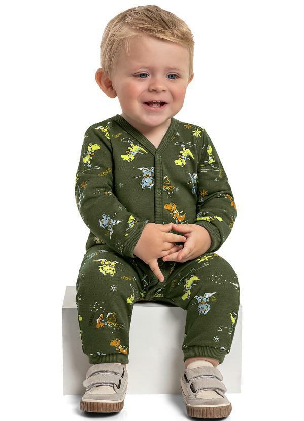 Macacão Longo para Bebê Menino Verde - Bee Loop