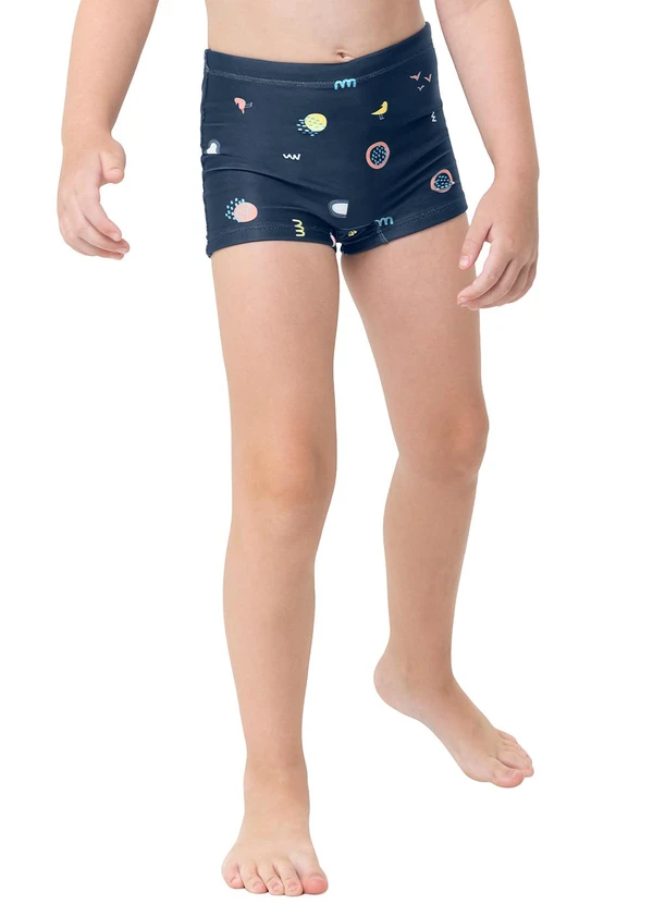 Sunga Azul Marinho Boxer Aves Uv50+ Menino - Malwee Kids