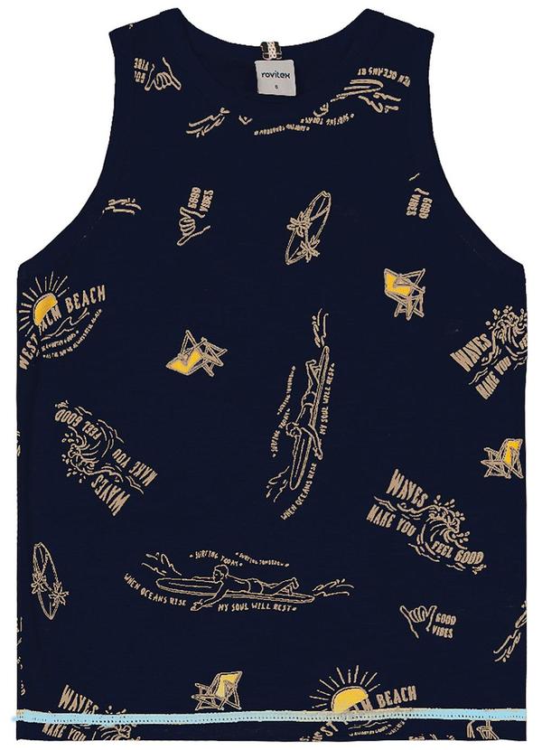 Regata Infantil Masculina Meia Malha Azul - Rovi Kids