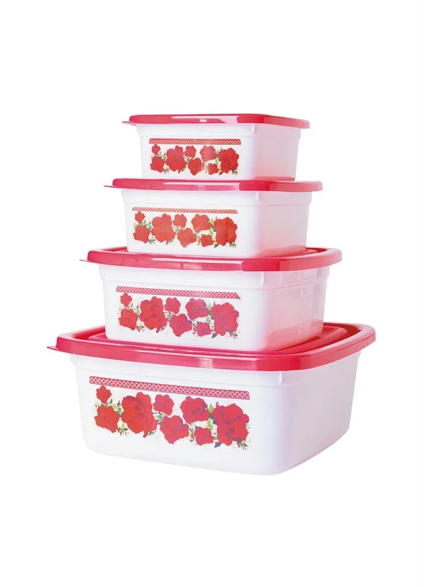 Kit Potes Quadrados Rosê 4 Peças - Lar&Lazer