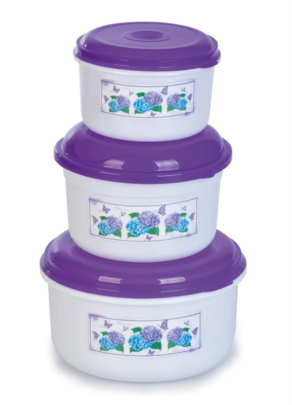 Kit Potes Redondos Hortência 3 Peças - Lar&Lazer