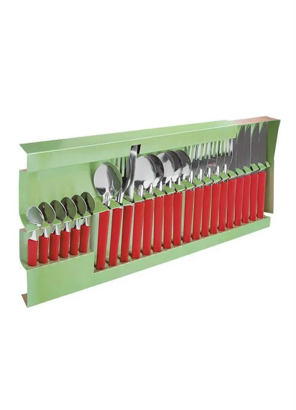 Kit Talheres Primavera Vermelho 24 Peças - Lar&Lazer