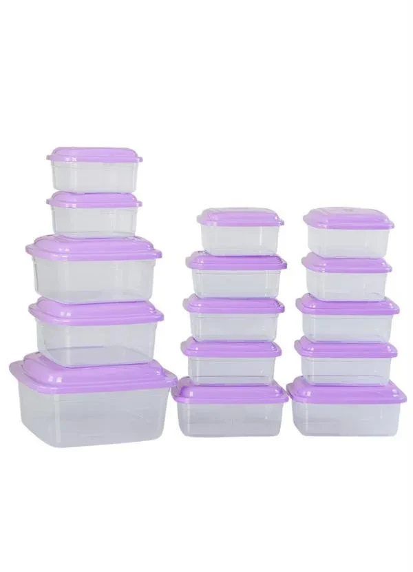 Kit Potes Transparentes e Lilás 15 Peças - Lar&Lazer