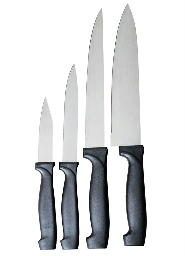 Kit Facas de Cozinha Preto 4 Peças - Lar&Lazer